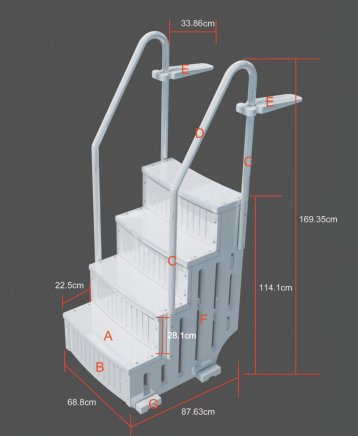 Rio Pooltrappa Stegalätt 4 Steg - Bekväm Åtkomst - Riopool